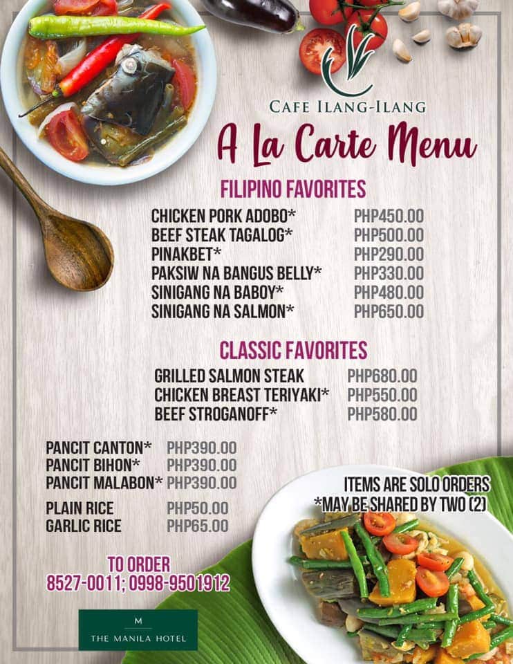 Order by phone - The Manila Hotel